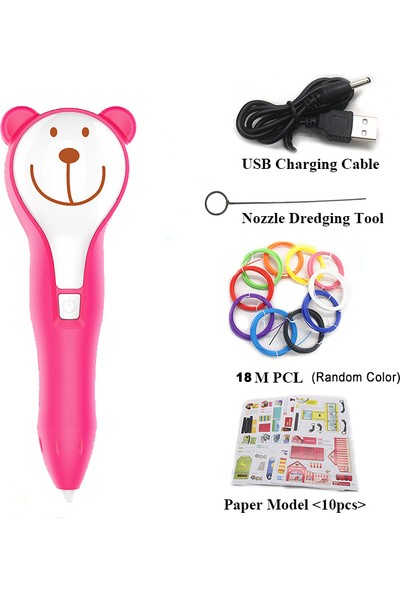 Toysfun 3D USB Şarj Düşük Sıcaklık Baskı Kalemi (6 Metre * 3 Sarf Malzemesi) (Yurt Dışından)