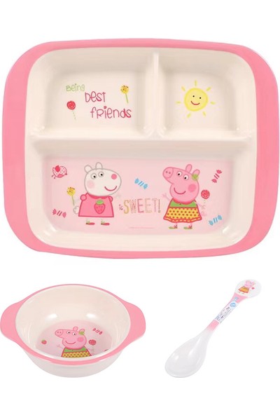 Toysfun 3'lü Peppa Pig Yemek Tabağı Kase Kaşık Takımı Pembe (Yurt Dışından) Toysfun 3'lü Peppa Pig Yemek Tabağı Kase Kaşık Takımı Pembe (Yurt Dışından)