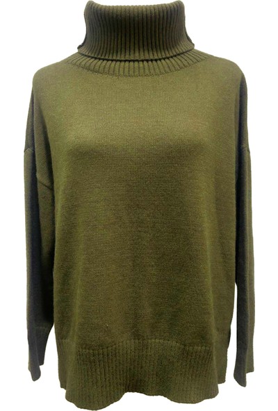 Farfi Boğazlı Kadın Kazak - Yeşil (Yurt Dışından)