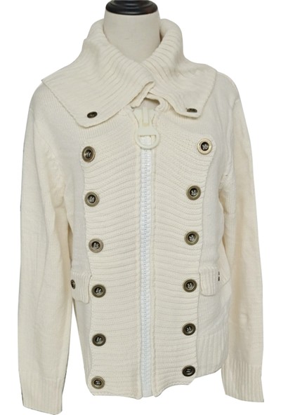 Farfi Düğme Model Kadın Hırka - Beyaz (Yurt Dışından)