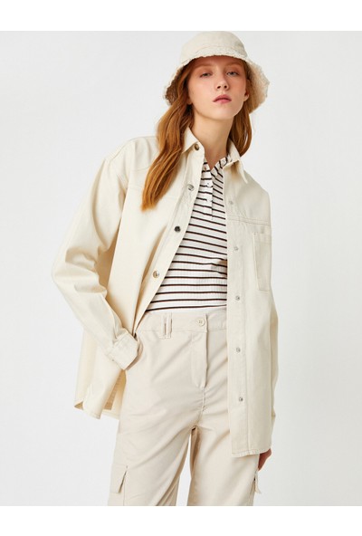 Koton Kadın Uzun Kollu Cepli Kot Ceket