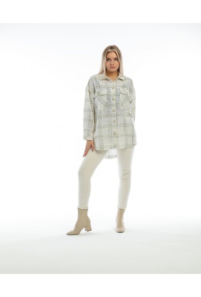Orfeonegro Oversize Kadın Yeşil Gömlek