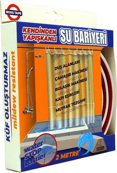 Boss Tape Duş, Kapı Eşiği, Mutfak Tezgahı Etrafı Su Kesici Bariyer 2 M Boss Tape Duş, Kapı Eşiği, Mutfak Tezgahı Etrafı Su Kesici Bariyer 2 M