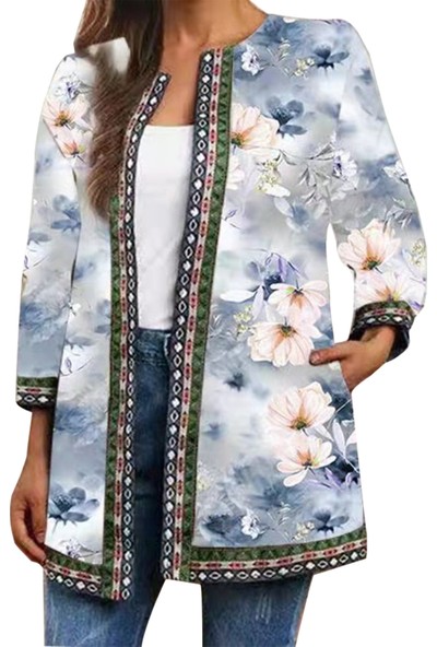 Farfi Vonluxe Kadın Çiçek Baskı Cilt Dostu Ceket (Yurt Dışından)