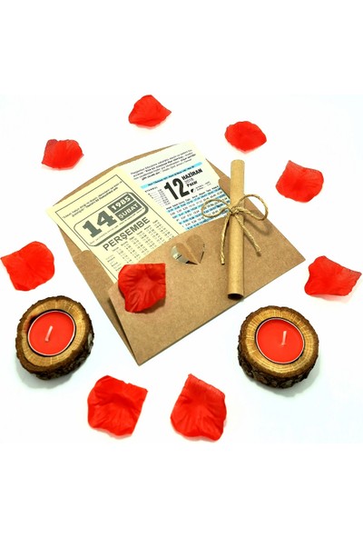 Hediye Takvimi Sevgiliye Eşe Doğum Günü Hediye Kalp Zarflı Ikili Takvim Yaprağı