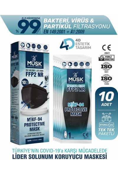 Musk KF94 Kore Tipi FFP2 Maske 10 Adet Musk KF94 Kore Tipi FFP2 Maske 10 Adet