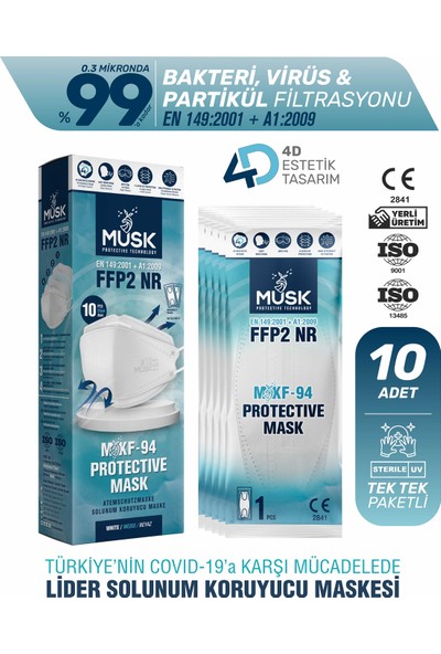 Musk KF94 Kore Tipi FFP2 Maske 10 Adet Musk KF94 Kore Tipi FFP2 Maske 10 Adet