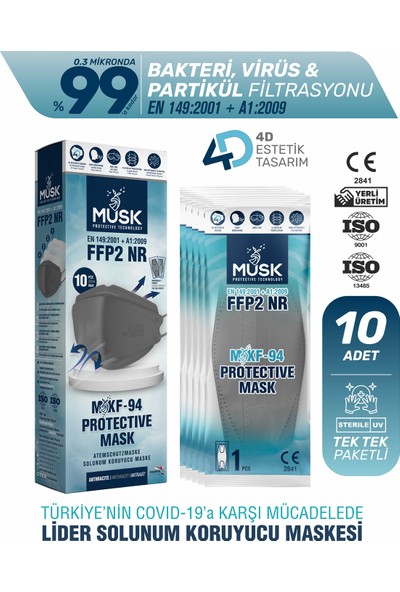 Musk KF94 Kore Tipi FFP2 Maske 10 Adet Musk KF94 Kore Tipi FFP2 Maske 10 Adet