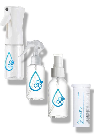 Nanopax Hijyen Set- (Nanopax 3'lü Boş Şişe Set + Nanopax Efervesan Tablet)