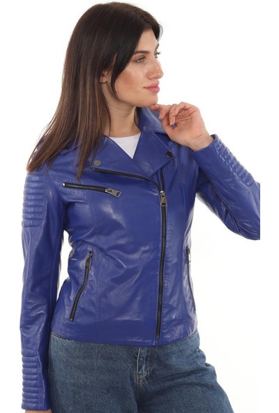 Derimonts Nieve Mavi Kadın Ceket Deri