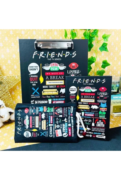 Patladı Gitti Friends Tasarımlı Sekreterlik + Defter + Kalemlik Seti Patladı Gitti Friends Tasarımlı Sekreterlik + Defter + Kalemlik Seti