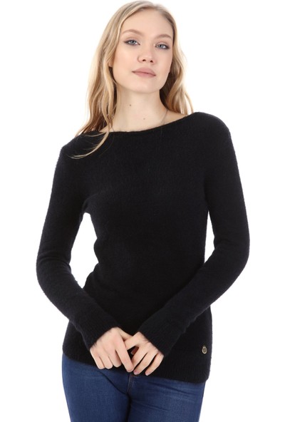 Home Store Triko Basic Polen Kayık Yaka Siyah Home Store Triko Basic Polen Kayık Yaka Siyah