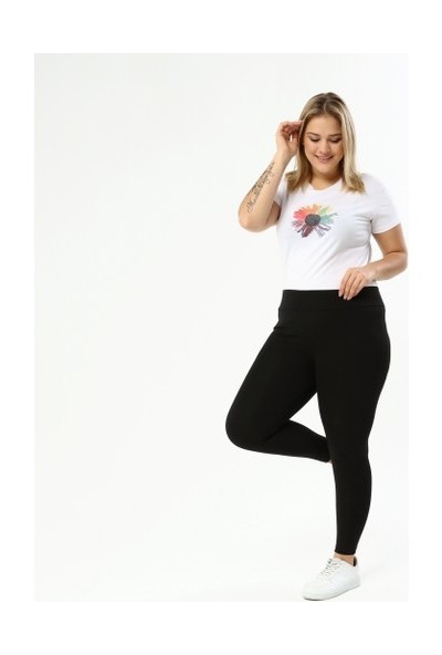 Gny Kadın Büyük Beden Siyah Çelik Tayt