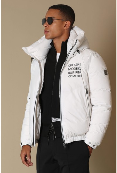 Lufian Wales Kaz Tüyü Erkek Mont Beyaz