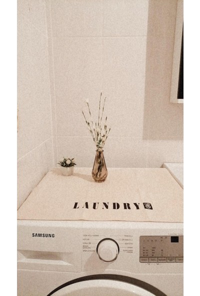 Hanles Laundry Baskılı Çamaşır Makine Örtüsü 100x62 Hanles Laundry Baskılı Çamaşır Makine Örtüsü 100x62