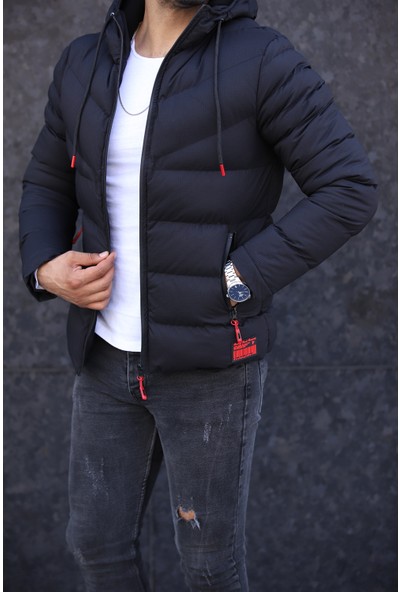 Moderk Erkek Siyah Su ve Rüzgar Geçirmez Polarlı Mont