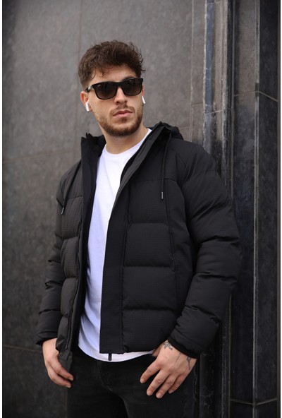 Moderk Içi Polarlı Su ve Rüzgar Geçirmez Siyah Erkek Mont