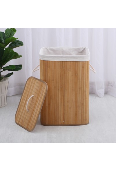 Sia Bambu Kapaklı Çamaşır Sepeti El Yapımı Natural 40X30X60 cm Sia Bambu Kapaklı Çamaşır Sepeti El Yapımı Natural 40X30X60 cm
