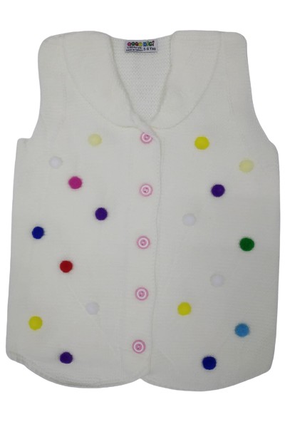 Gogo Bici Kız Çocuk Renkli Ponponlu Triko Yelek