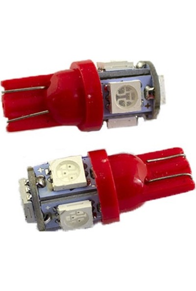 Space LED Ampul Dipsiz T10-5SMD Kırmızı 2'li Set 24V / LAAM638-2