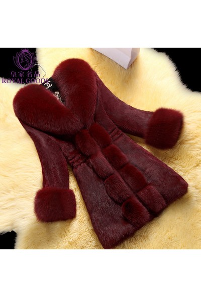 Incendio Kadınlar İçin Orta Uzunlukta Suni Tilki Kürkü - Bordo (Yurt Dışından)