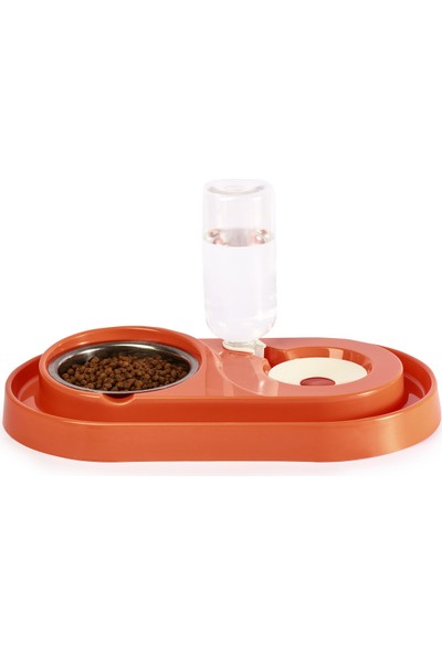 Miapet Hazneli Çelik Taslı Kedi-Köpek Mama ve Su Kabı Seti 500 ml Turuncu Miapet Hazneli Çelik Taslı Kedi-Köpek Mama ve Su Kabı Seti 500 ml Turuncu