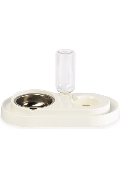 Miapet Hazneli Çelik Taslı Kedi-Köpek Mama ve Su Kabı Seti 500 ml Beyaz Miapet Hazneli Çelik Taslı Kedi-Köpek Mama ve Su Kabı Seti 500 ml Beyaz