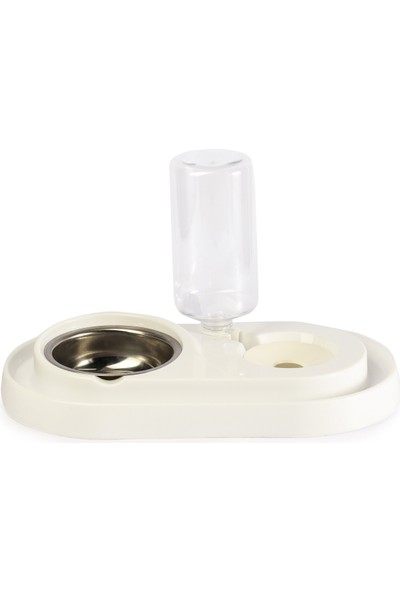 Miapet Hazneli Çelik Taslı Kedi-Köpek Mama ve Su Kabı Seti 1000 ml Beyaz Miapet Hazneli Çelik Taslı Kedi-Köpek Mama ve Su Kabı Seti 1000 ml Beyaz