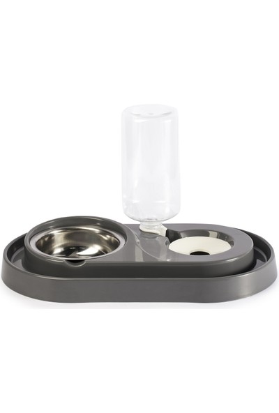 Miapet Hazneli Çelik Taslı Kedi-Köpek Mama ve Su Kabı Seti 1000 ml Gri Miapet Hazneli Çelik Taslı Kedi-Köpek Mama ve Su Kabı Seti 1000 ml Gri
