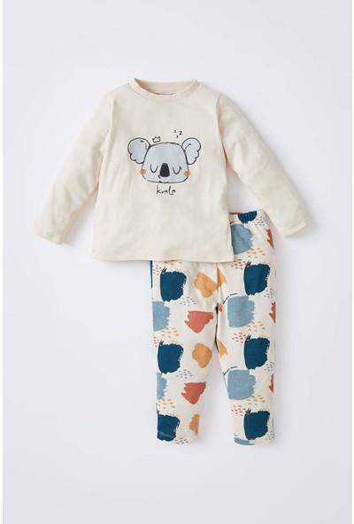 DeFacto Erkek Bebek Fil Baskılı Uzun Kollu Pamuklu Pijama Takım W8933A222SP