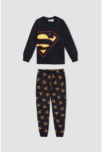 DeFacto Erkek Çocuk Süperman Lisanslı Pamuklu Uzun Kollu Pijama Takım W4223A622SP