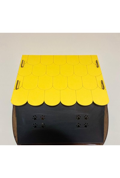 Dekoratif Kedi Evi Siyah-Sarı