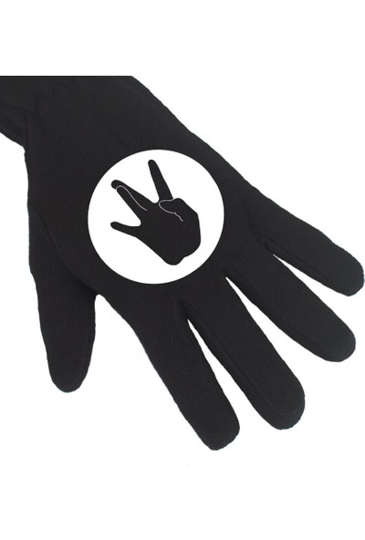 Astak Rock Işareti Baskılı Polar Eldiven YTKTRD184