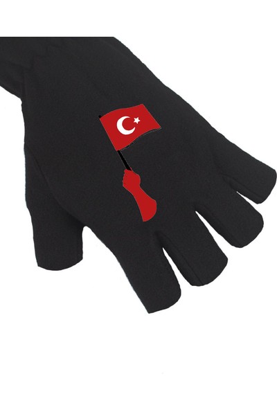 Astak Türk Bayrağı Baskılı Kesik Polar Eldiven YTKTRD453