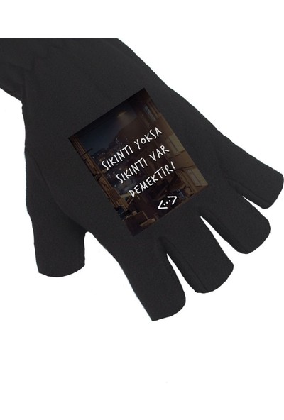 Astak Çukur Baskılı Kesik Polar Eldiven YTKTRD399