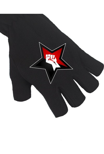 Astak Sendikalizm Sembolü Baskılı Kesik Polar Eldiven YTKTRD454