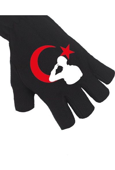 Astak Türk-Bayrağı Baskılı Kesik Polar Eldiven YTKTRD317
