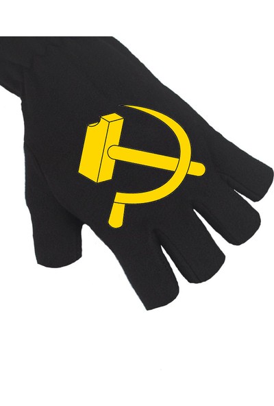 Astak Orak ve Çekiç Baskılı Kesik Polar Eldiven YTKTRD371