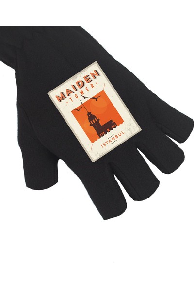 Astak Kız Kulesi Baskılı Kesik Polar Eldiven YTKTRD097