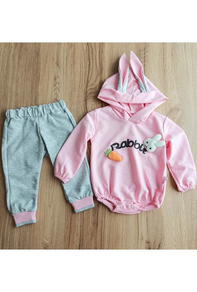 Donino Happy Frog - 2'li Çıtçıtlı Tavşan Kulaklı Kapüşonlu Alt Üst Takım Donino Happy Frog - 2'li Çıtçıtlı Tavşan Kulaklı Kapüşonlu Alt Üst Takım