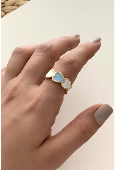 ÇLK Accessories Ayarlanabilir Renkli Mineli Kalp Yüzük TRYÜZÜK1138 Y33003