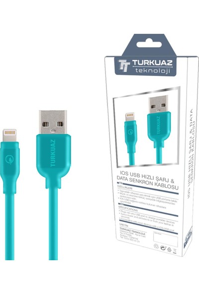 Turkuaz Şarj Kablosu Fast IPHONE 6-7-8-X-Xs-Xr-Plus Max 2.4A Turkuaz 125CM Turkuaz Turkuaz Şarj Kablosu Fast IPHONE 6-7-8-X-Xs-Xr-Plus Max 2.4A Turkuaz 125CM Turkuaz