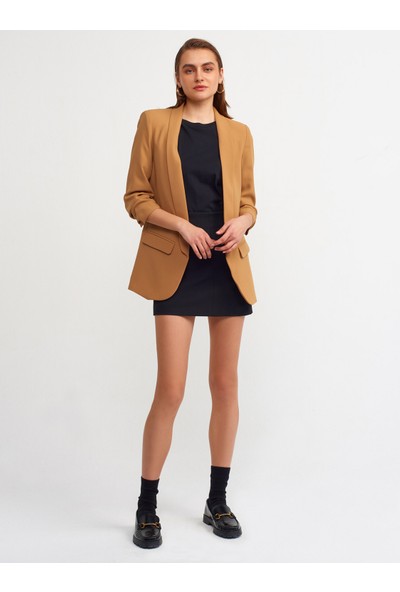 Dilvin 6702 Kol Büzgülü Boyfriend Ceket-Camel Dilvin 6702 Kol Büzgülü Boyfriend Ceket-Camel