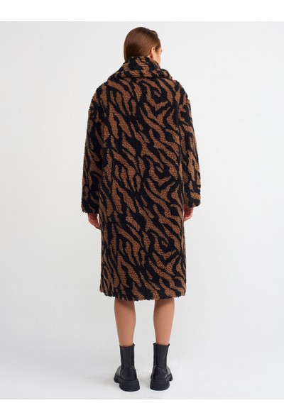 Dilvin 6954 Desenli Peluş Mont-Karamel