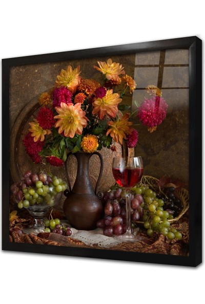 Tablosan Çiçekler ve Meyveler Çerçeveli Cam Tablo