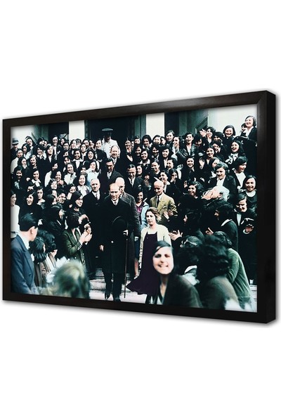 Tablosan Atatürk Kadınlarla Çerçeveli Cam Tablo