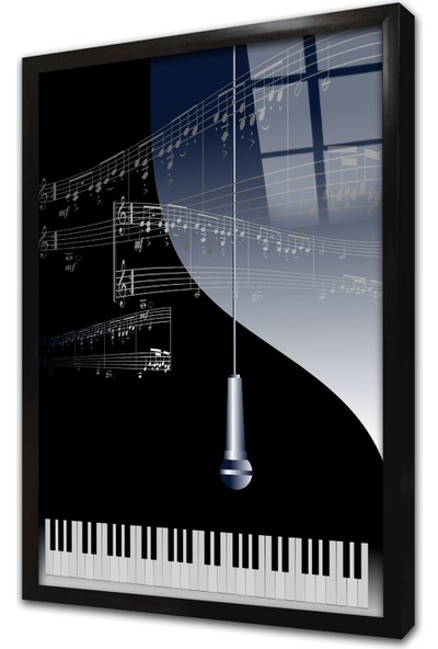 Tablosan Piyano ve Notalar Çerçeveli Cam Tablo Tablosan Piyano ve Notalar Çerçeveli Cam Tablo