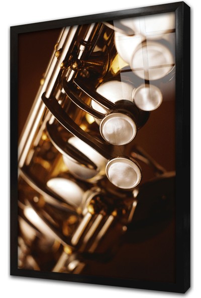 Tablosan Saksafon Çerçeveli Cam Tablo