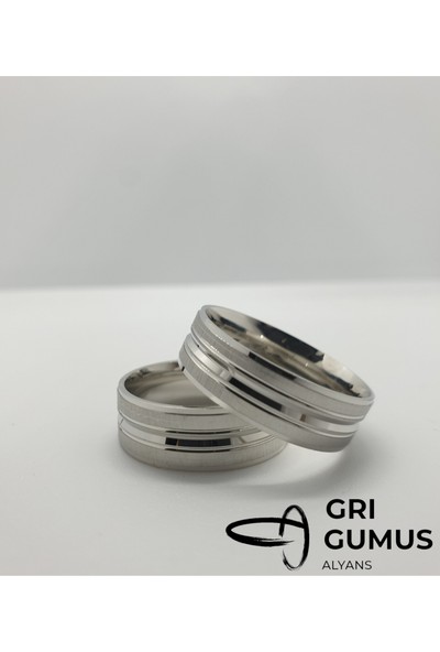 Gri 925 Ayar Gümüş Alyans