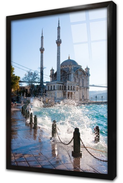 Tablosan Ortaköy Camii Çerçeveli Cam Tablo